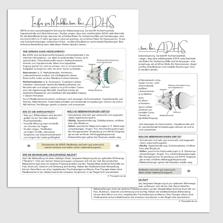 Infoblatt "Medikation bei ADHS" • Psychoedukation